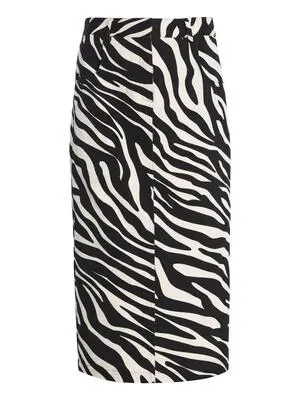 Françoise Tina Zebra-print Cotton Midi Skirt - Multi