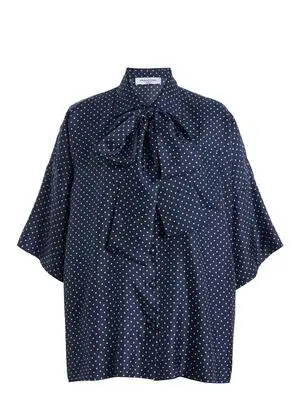 Françoise Blake Silk Polka-dot Shirt - Navy