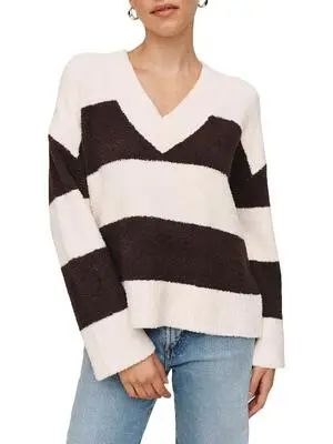 Bella Dahl Oversized V-neck Striped Sweater - Frost And Fawn
