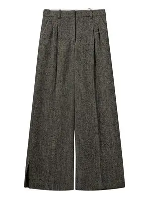 THE GARMENT York Herringbone Wide-leg Pants - Black