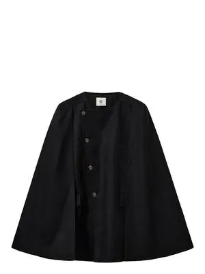 THE GARMENT Collarless Recycled-wool Cape - Black