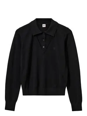 THE GARMENT Bergen Deconstructed Merino-wool Polo Top - Black