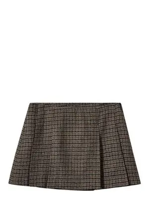 THE GARMENT Balmoral Herringbone Wool Mini Skirt - Brown