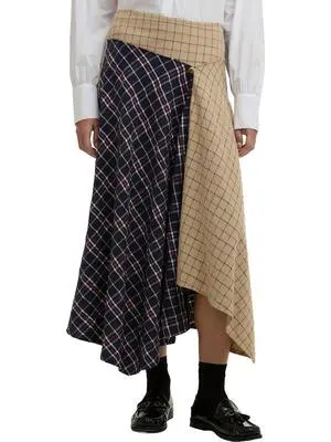 Barbour Dalbury Mix Tartan Asymmetric Maxi Skirt - Multi Check
