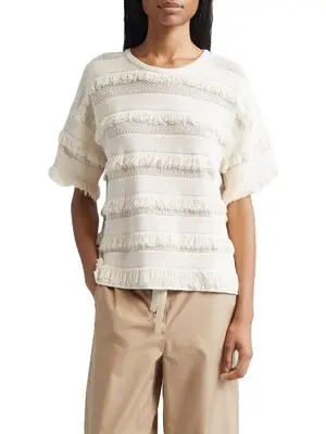 Max Mara Garza Openwork Fringe Sweater - Ivory