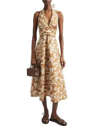 Max Mara Bella Cotton Poplin Halter Dress - Caramel