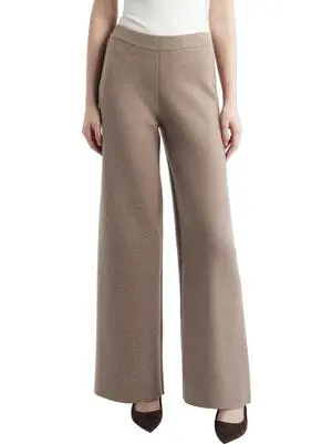 House Of Cb Avery Knit Wide Leg Pants - Taupe