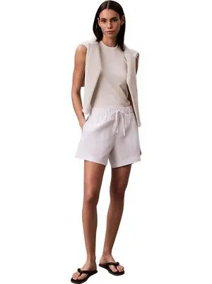 Calvin Klein Linen Blend Pull-on Shorts - Brilliant White