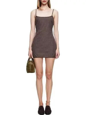 Lioness Voyage Check Minidress - Chocolate Plaid
