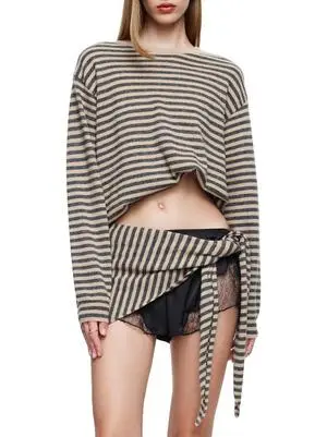 Lioness Olsen Stripe Wool Blend Sweater - Slate Stripe