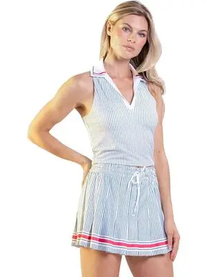 Lucky In Love Striped Polo Tank - White/midnight