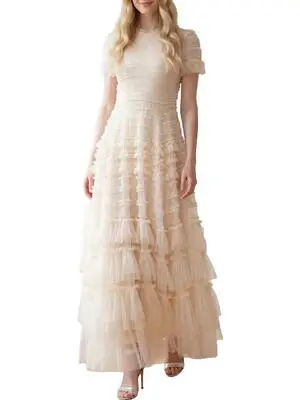 NEEDLE & THREAD Valentine Ruffle Maxi Dress - Champagne