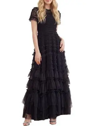 NEEDLE & THREAD Valentine Ruffle Maxi Gown - Graphite