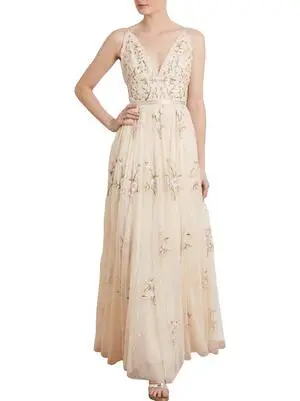 NEEDLE & THREAD Petunia Gown - Champagne