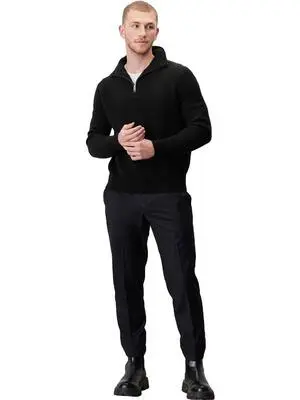 ITALIC Shane Cashmere Quarter Zip Pullover Black