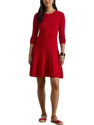 Ralph Lauren Cable Knit Long-sleeve Sweater Dress - Cruise Red