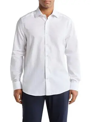 JACK VICTOR Cotton Jacquard Button-up Shirt - White