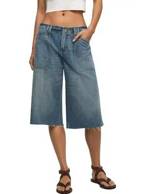 Lucky Brand Low Rise Denim Culotte Shorts - Wild Child Wash