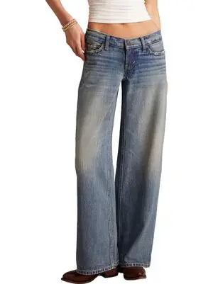 Lucky Brand Ultra Low Rise Baggy Wide Leg Jeans - Get Low Wash