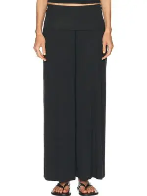 Lunya Soft Modal Rib Fold Over Pant - Immersed Black