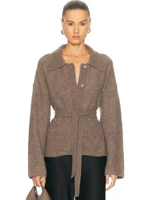 L'academie Jessamy Knit Belted Cardigan - Mocha