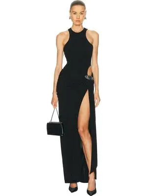 Casablanca Draped Maxi Dress - Black