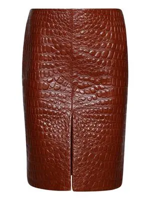 Saint Laurent Mini Leather Skirt - Brown