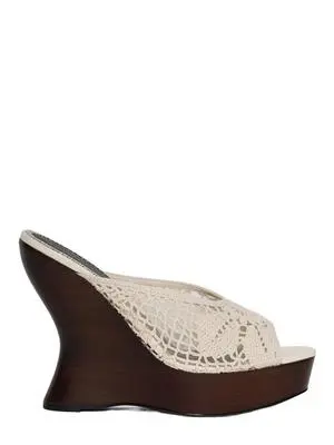Magda Butrym Wedge Crochet Sandals - White