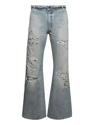 Amiri Checkered Repair Bootcut Jean - Light  Blue