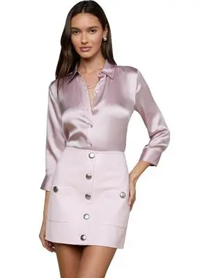 L'Agence Dani Silk Blouse Top - Icy Lilac
