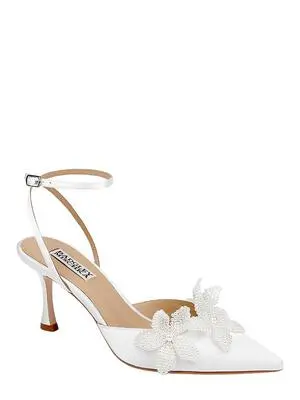 Badgley Mischka Whitman Floral Pumps - White Satin