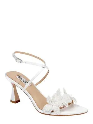 Badgley Mischka Whitney Embellished Sandals - White Satin