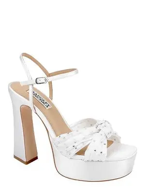 Badgley Mischka Willabella Platform Sandals - White Satin