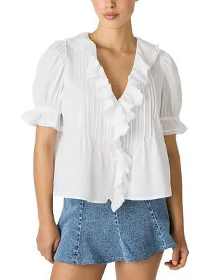 Steve Madden Lyric Ruffle Puff Sleeve Top - Antique