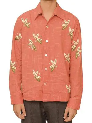 KARTIK RESEARCH Cotton Box Shirt - Red/ecru/forest Green