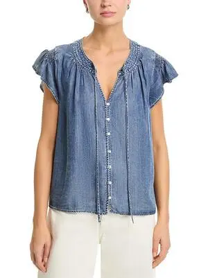 Rails Aviva Flutter Sleeve Blouse - Blue Ridge