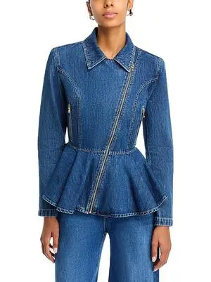L'Agence Moxie Peplum Biker Jacket - Norton