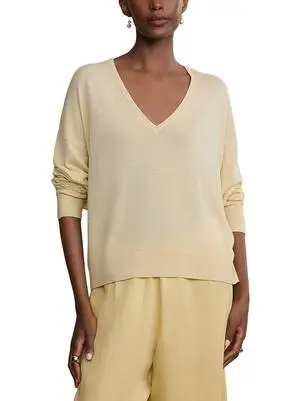 Jenni Kayne Dree V-Neck Wool Sweater Pale Yellow