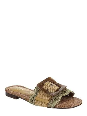 Sam Edelman Bambi Buckled Slides - Washed Sage/amber Tan