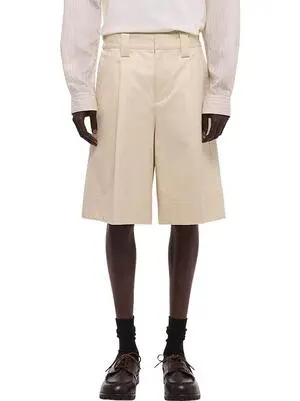 Helmut Lang Relaxed Fit Pleated Chino Shorts - Oatmeal