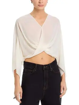 MAISON MARGIELA Draped V-neck Long Sleeve Top - Cream