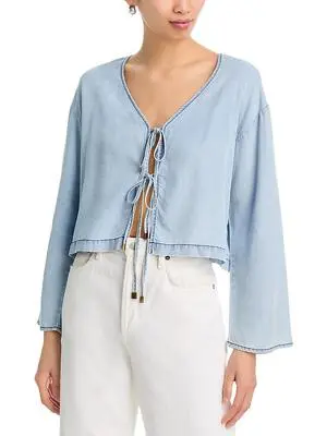 Vintage Havana Tie Front Top - Denim