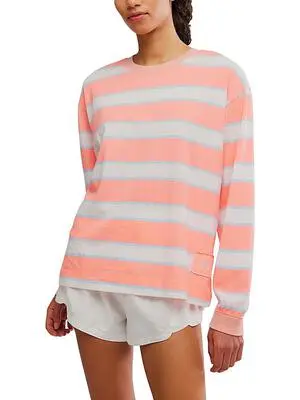 Free People Hustle Loose Top - Neon Coral