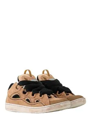 LANVIN Curb Canvas Sneakers With Topstitching Camel/amber