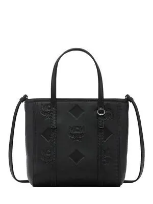 Mcm MCM Mini Toni Top-Zip Shopper In Maxi Monogram Leather Black