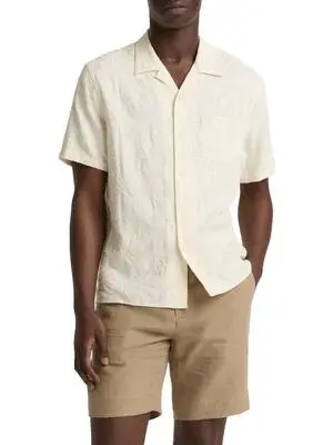 Vince Embroidered Floral Camp Shirt - Blanco