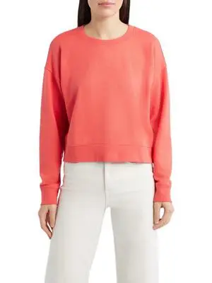 Eileen Fisher Organic Cotton Crop Sweatshirt - Watermelon