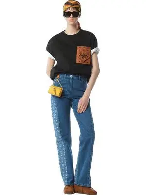 MCM Oversized Monogram Jacquard Denim Jeans
