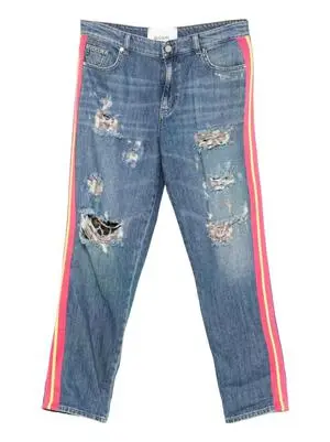 BLUGIRL Striped Distressed Jeans - Blue