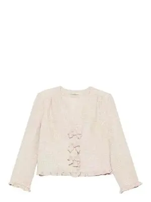 Alessandra Rich Sequined Bow-embellished Jacket - Neutrals